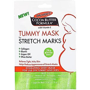 Palmer's Cocoa Butter Formula Tummy Mask, for Stretch Marks and Pregnancy Skincare (Single Use Mask), Unscented