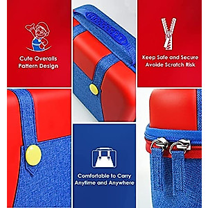 iVoler Carrying Storage Case for Nintendo Switch/Switch OLED Model,Portable Travel All Protective Hard Messenger Bag Soft Lining 18 Games for Switch Console Pro Controller & Accessories Red+Blue
