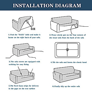 TVPFM Stretch Sofa Slipcover, Jacquard Sofa Cover Elastic Bottom Soft Furniture Protector for L-Shaped Sofa Cover for Pets Living Room-Blue-4 Seater