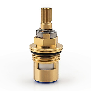 Ceramic Valve Cartridge Compatible with Kohler Two-Handle Faucet, Hot Water Cartridge Replacement for K-GP77005-RP, Brass Faucet Cartridge with Spline Adapter for Kitchen and Bathroom