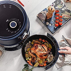 JKM Air Fryer 3.7QT Large Electric Oilless Mechanical Temperature Control, Nonstick Frying Basket, Knob-Blue