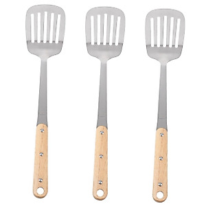 HOMSFOU 3 Sets Shovel Metal Cooking Spoons Stir Fry Spatula Handle Spatula Egg Spatula Wok Turner Spatula Turner Skimmer Ladle Non Stick Pan for Eggs Kitchen Utensils Soup Set Log Barbecue