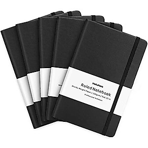 Huhuhero Journal Notebooks, College Ruled Notebook, Premium Thick Paper Lined Journal, Black Hardcover Notebook for Office Home School Business Writing Note Taking Journaling, College School Supplies 5"×8.25" (5, Black)