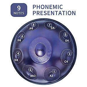 YuELinG Handpan Drum 9 notes 22inch Purple in D minor with Soft Handpan case, Durable Stand, mallets and dust-free cloth