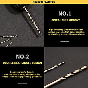 XLCMSY Cobalt Drill Bit Set, M35 HSS Straight Shank Twist Drill Heat Resistant Metal Drill Bits for Hard Metal, Stainless Steel, Hardened Steel, Cast Iron and Wood, 1/16"-1/4" (13 Pcs)