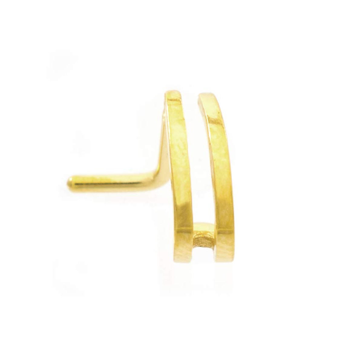 BodyJewelryOnline Gold I.P. Double Faux Hoop L-Shape Nose Ring, 20g Stud Thickness, 5/16” [8mm] Length, 1mm Wearable Bar Length, High-Grade Surgical Stainless Steel, Hypoallergenic, Nickel-Free