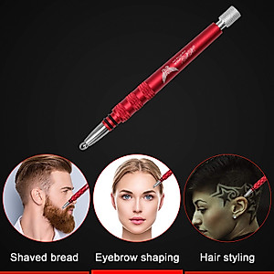 AHIER Hair Razor Pen, Hair Tattoo Trim Styling Face Eyebrow Shaping Device, Engraved Pen with 20 Blades, DIY Hair Styling Eyebrows Beards Razor Tool (pen with blade)