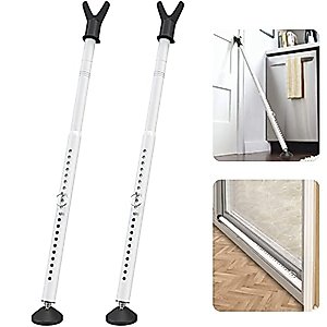 YeYeBest Sliding Door Security Bar & Door/Window Lock Security Door 2 Pack Stop Home Security Bar 28-45Inch Door Jam Adjustable from Inside for Apartment Bedroom Bottom of Door Heavy Duty Interior
