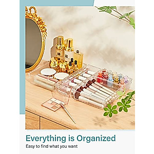 Kootek 9 Pcs Drawer Organizer 4-Size Bathroom Drawer Organizers Clear Plastic Desk Storage Bins Vanity Makeup Drawer Dividers for Jewelry Dresser Bedroom Kitchen Gadgets Office (Clear)