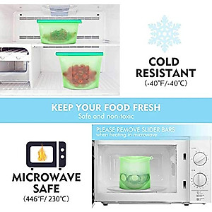 Reusable Silicone Food Storage Bags 4 Pack 500ML/16oz, Sandwich Containers, Stand Up Freezer and Fridge Storage, Microwavable, Dishwasher Friendly, kitchen Organization Silicone Reusable Bags
