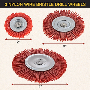 Dura-Gold 6 Piece Abrasive Filament Nylon Wire Bristle Drill Wheel and Cup Brush Set - Coarse Sanding Scuffing, 1/4" Drill Shank - Remove Rust, Corrosion, Paint - Surface Prep Truck Bed Liner Coating