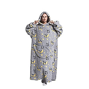 Oversized Blanket Hoodie - Wearable Blanket Adult Giant Hoodie Cozy Sweatshirt for Adults Women Men, Gift,Snuggle Fuzzy Sherpa Fleece Hoodie with Zipper and Giant Pocket