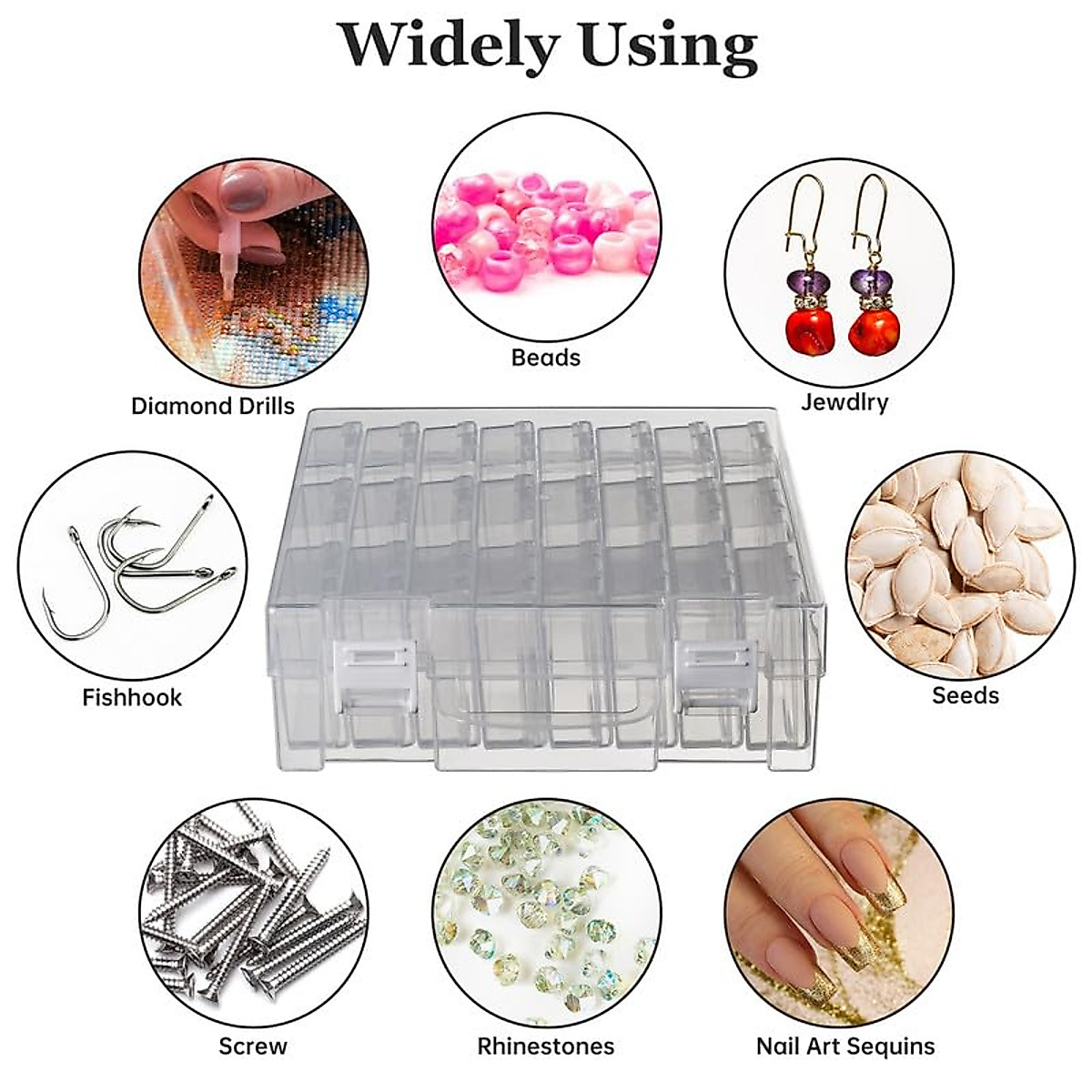 Bead Organizer Box, 24 Slots Diamond Painting Bead Storage Containers, Diamond Painting Art Accessories Boxes Craft Bead Storage Box Organizer Bead Organizers and Storage for Rhinestones (1 Pack)