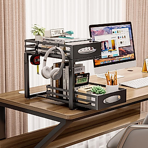 mixeshop Under Sink Organizer, 2 Pack Pull Out Cabinet Organizers, Slide Sink Steel Shelf Cabinet Storage Shelves, Under Sink Storage for Kitchen Bathroom Cabinet, Black