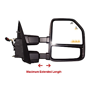 AERDM New towing mirror Black Housing with Temperature sensor fit Ford Super Duty F-250 F-350 F-450 F-550 2017 2018 2019 w/Blind Spot with arrow Lamp,Turn Signal, Puddle, Clearance and Auxiliary Lamp