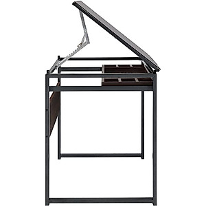 Coaster Furniture Pantano Glass Top Dark Gunmetal and Chestnut Drafting Desk 805571