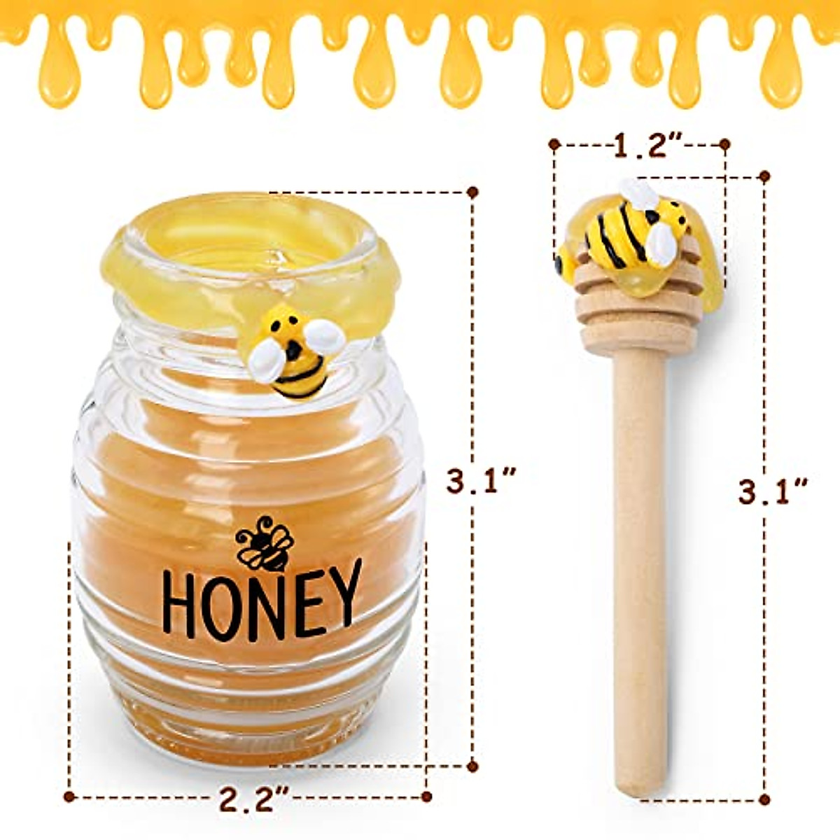 Nefelibata Faux Honey Pot with Bees and Dippers, Bumble Bee Tiered Tray Decor, Drippy Honey Pot, Fake Honey Jar Table Centerpieces, Spring Summer Decor