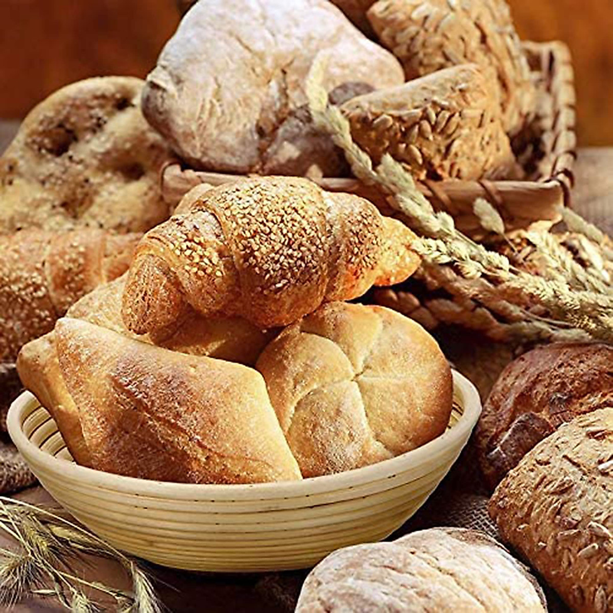 3pcs 5" Banneton Proofing Basket Round Bread Brotform with Liner Eco-Friendly Natural Rattan for Professional & Home Bakers