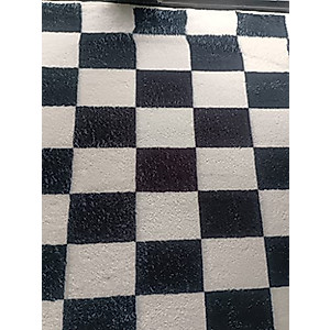 Classic Retro Black and White Checkered Rugs for Addition to Formula Room 48”x32”, Durable Soft Shag Carpets with Mackenzie Childs Look (48"x32")