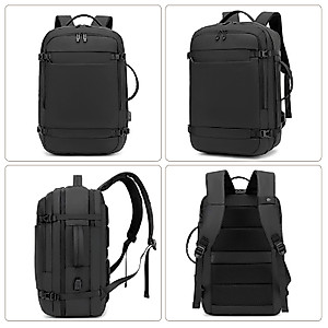 AUGUR Travel Backpack,17″ Laptop Backpack Men Travel Carry on Business Backpack With USB Charging Port Waterproof Work/Weekender Backpack(Black)