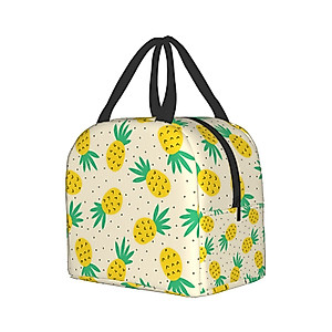 Algranben Pineapple Lunch Box for School Kids Girls Women Reusable Insulated Lunch Bag Washable Thermal for Picnic Office