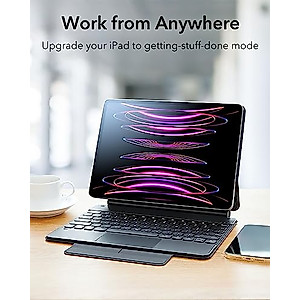 ESR iPad Keyboard Case for iPad Pro 12.9 inch (3rd, 4th, 5th, 6th Generation), Easy-Set Floating Cantilever Stand, Precision Multi-Touch Trackpad, Multi-Color Backlit Keys, Magic Keyboard, Black