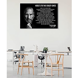 Picofyou 16x24 Here's To The Crazy One's Poster Large; Motivational Quote Posters; Jobs Inspirational Entrepreneurial Wall Art Print Home Office Decor - Encouraging Gift for Boss (Unframed)