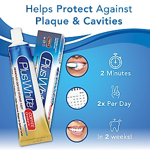 Plus White Coffee Drinker's Teeth Whitening Toothpaste - Removes Tooth Stains for Sensitive Teeth with Fluoride Cavity Protection & Tartar Control - Cool Mint Flavor (3.5 oz)
