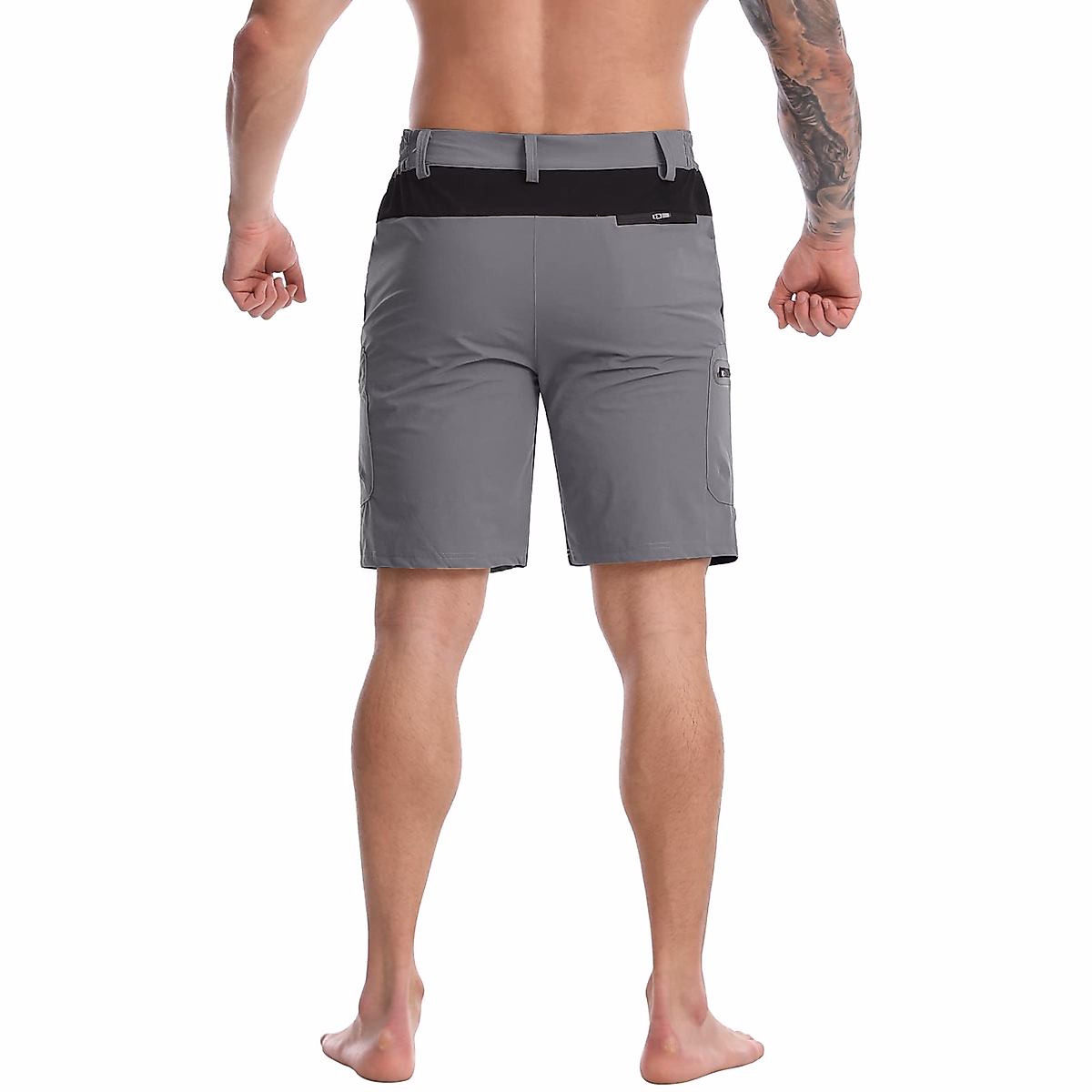 Surenow Men's Hiking Cargo Shorts Lightweight Quick-Dry Shorts Summer Outdoor Fishing Shorts Camping Travel Shorts for Men Grey