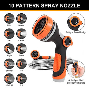 Garden Hose 100 FT Metal Flexible, Stainless Steel Water Hose 100ft with Nozzle, Solid Metal Fitting, Heavy Duty, No-Kink & Lightweight Metal Hose for Outdoor, Yard, Lawn, RV, Patio & Car