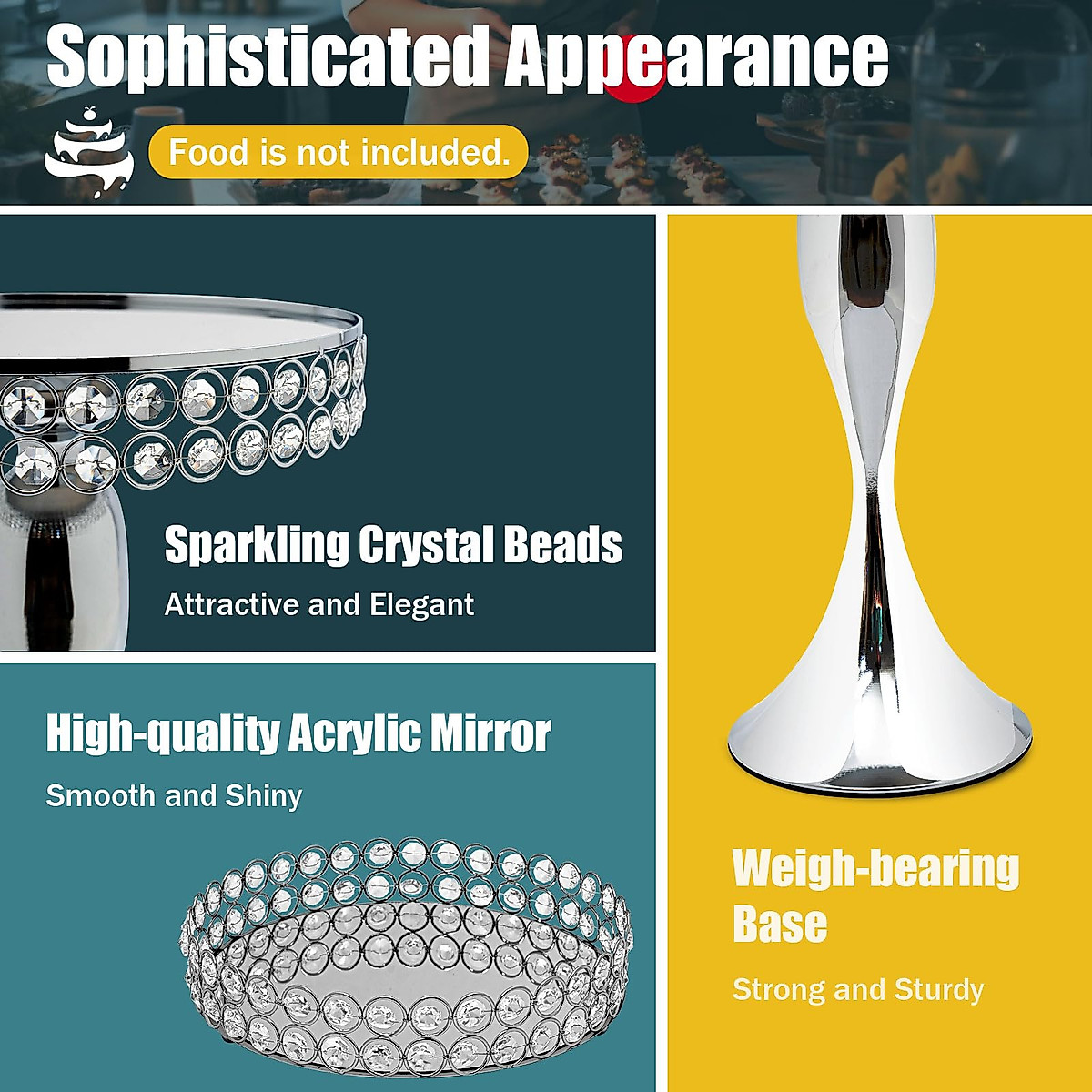 11pcs Silver Cake Stands Set, Wedding Cake Stand Set, Crystal Cake Stand Set, for Weddings, Birthday Parties, Baby Showers, Anniversaries