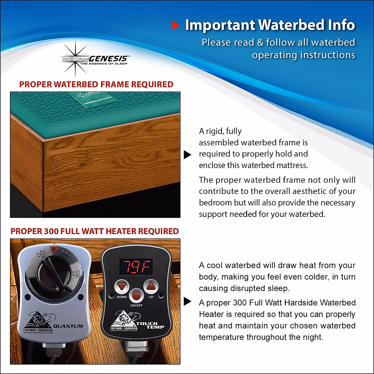 InnoMax Genesis Dual 800 Ultra Waveless Lumbar Support Waterbed Mattress, King