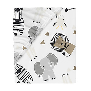 Lambs & Ivy Jungle Safari Elephant 3-Piece Mini Crib Bedding Set - Gray/White
