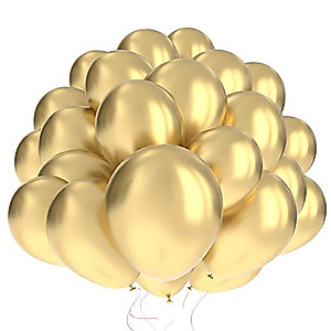 60 Pack Gold Balloons w/Ribbon | Balloons Gold | Gold Balloon | Gold Latex Balloons | Golden Balloons | Gold Balloons 12 inch | Gold Balloon | Bachelorette Party Balloons | Birthday Balloons |