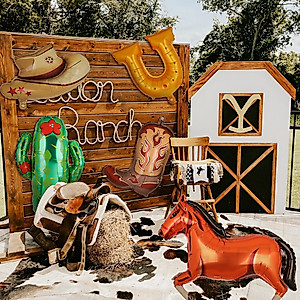 Western Themed Party Balloons Horse Horseshoe Boot Cowboy Hat Balloon Cactus Balloons Wild West Western Baby Shower First Rodeo Birthday Bachelorette Party Decor Supplies 5 Pcs