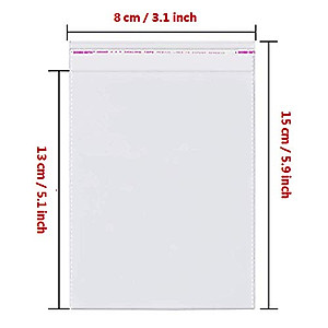 Borningfire 300 Pcs 3x5 Clear Resealable Cello/Cellophane Bags Self Adhesive Sealing, Good for Bakery Candle Soap Cookie Prints Card