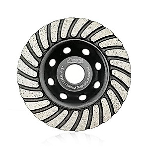 SHDIATOOL 4-1/2 Inch Turbo Row Diamond Grinding Cup Wheel for Concrete Granite Marble Masonry Brick Fits 7/8 Inch Arbor