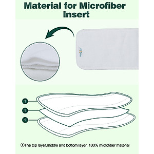 Babygoal Reusable Cloth Diaper Inserts Pack of 12, Absorbent & Breathable Liners, 3-Layer Microfiber Inserts for Cloth Diapers 12T