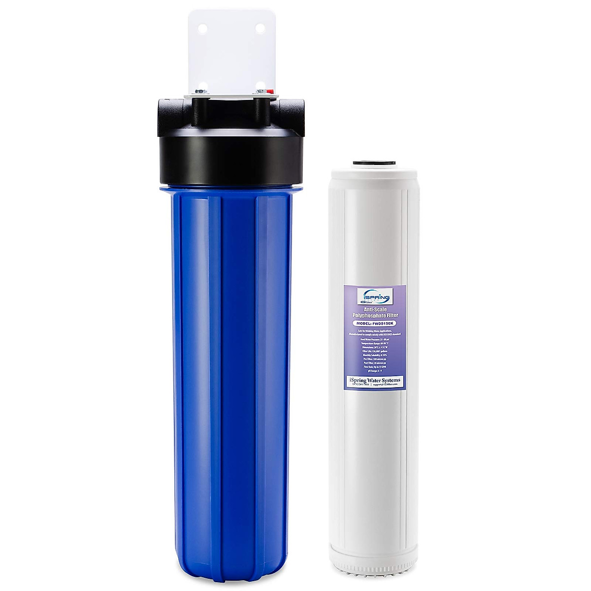 iSpring Whole House Water Filter ,20" x 4.5", Reduces Scale Water Filters,Whole House Water Filtration System ,Model:WDS150K , Blue