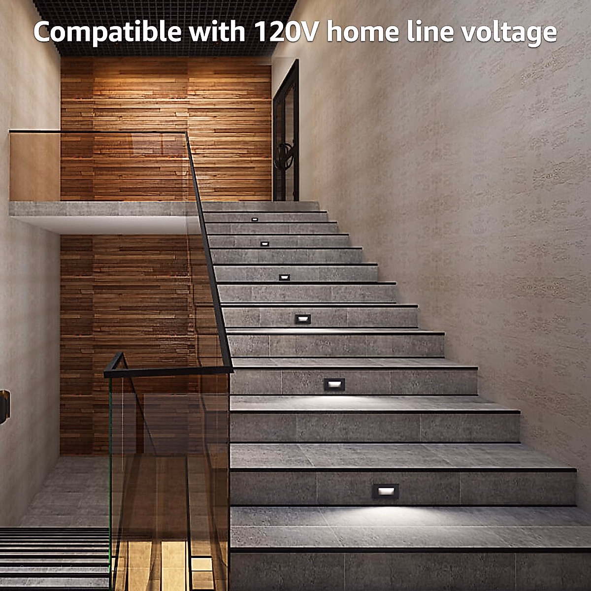 LEONLITE 12-Pack Black 5CCT 120V LED Step Lights, 150LM 5%-100% Dimmable Stair Lights Indoor Outdoor Wet Location, CRI90+ & ETL, 2700K/3000K/3500K/4000K/5000K Aluminum Staircase Lights