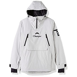 kirnusino Mens Ski Jacket Snow Coat for Men Windbreaker Waterproof Mountain Hooded Sweatshirt with Shoulder Pass Card Pocket Windproof Warm Winter Coat-Grey-L