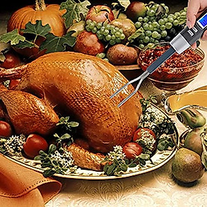 Meat Thermometer Fork, LCD Disply Digital Cooking Thermometer Fork Instant Read BBQ Fork Suitable for Kitchen, Grilling, Barbecue, Turkey