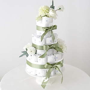 HUIHUANG Satin Ribbon 1 inch Sage Green Ribbon 50 Yards Double Face Silk Satin Ribbons for Crafts Spring Moss Ribbon for Gift Wrapping Bows Floral Bouquet Cake Wedding Invitation Card Party Decor