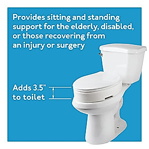 Carex Elongated Hinged Raised Toilet Seat, Adds 3.5 Inches of Height to Toilet, 300 Pound Weight Capacity, Toilet Seat Riser, Elevated Toilet Seat And Handicap Toilet Seat