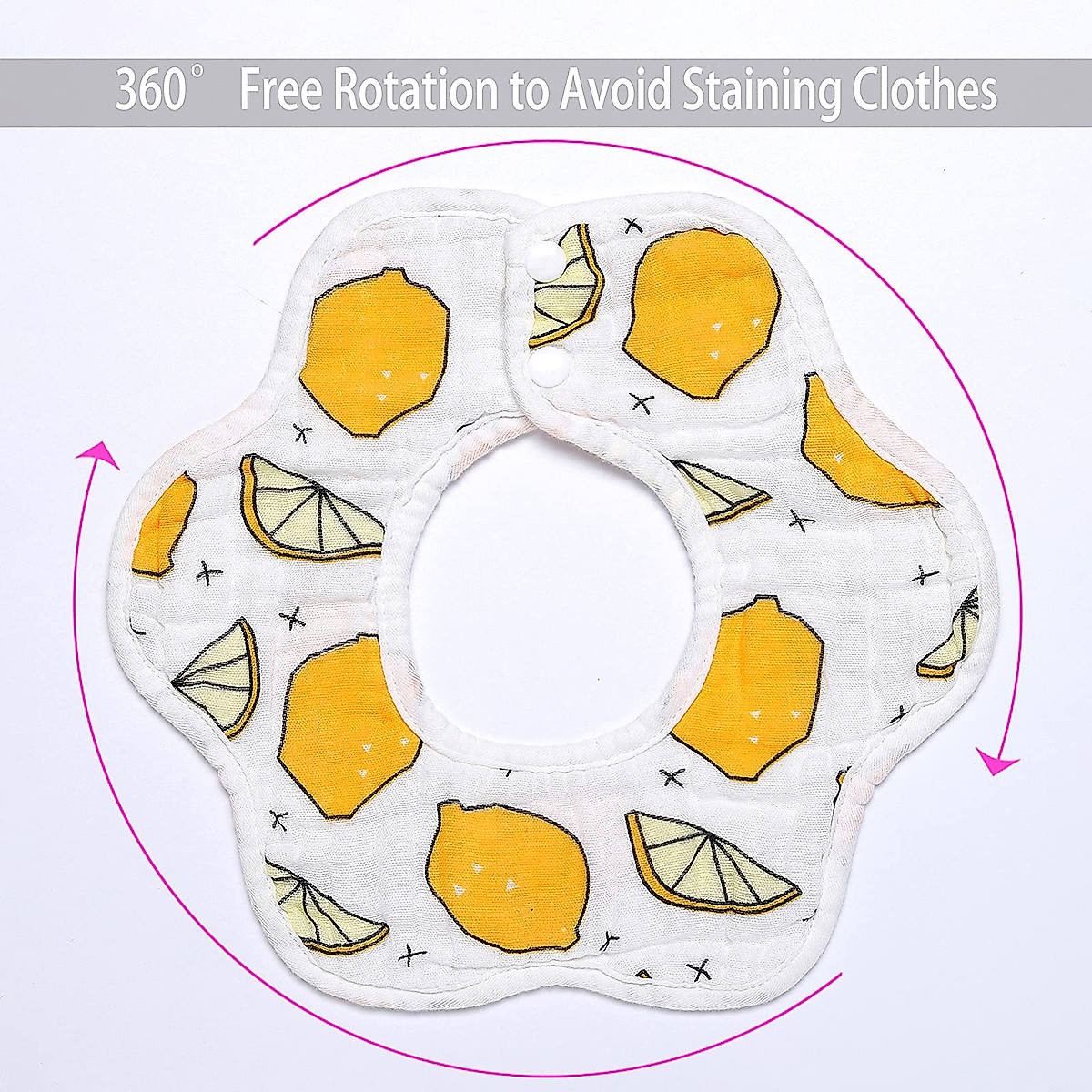 6pcs Baby Petal Bibs 360Degree Rotating Multicolor 100percent Cotton Super Soft and Absorbent with 8 Layers of Gauze Suitable for 03 Years Old Boys and Girls Who Are Teethi