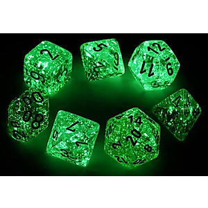 Chessex Nebula Polyhedral Dice Set Spring with White Luminary (7 dice), Various, 1 Count (Pack of 1)
