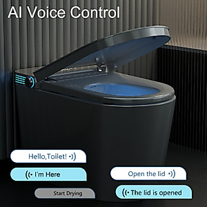 Toilet Smart Toilet Ceramic White with 85mm Wider Bidet Seat Smart Toilet with Bidet Built in Voice Control Bubble Shield L27.56" x W16.14" x H17.32"