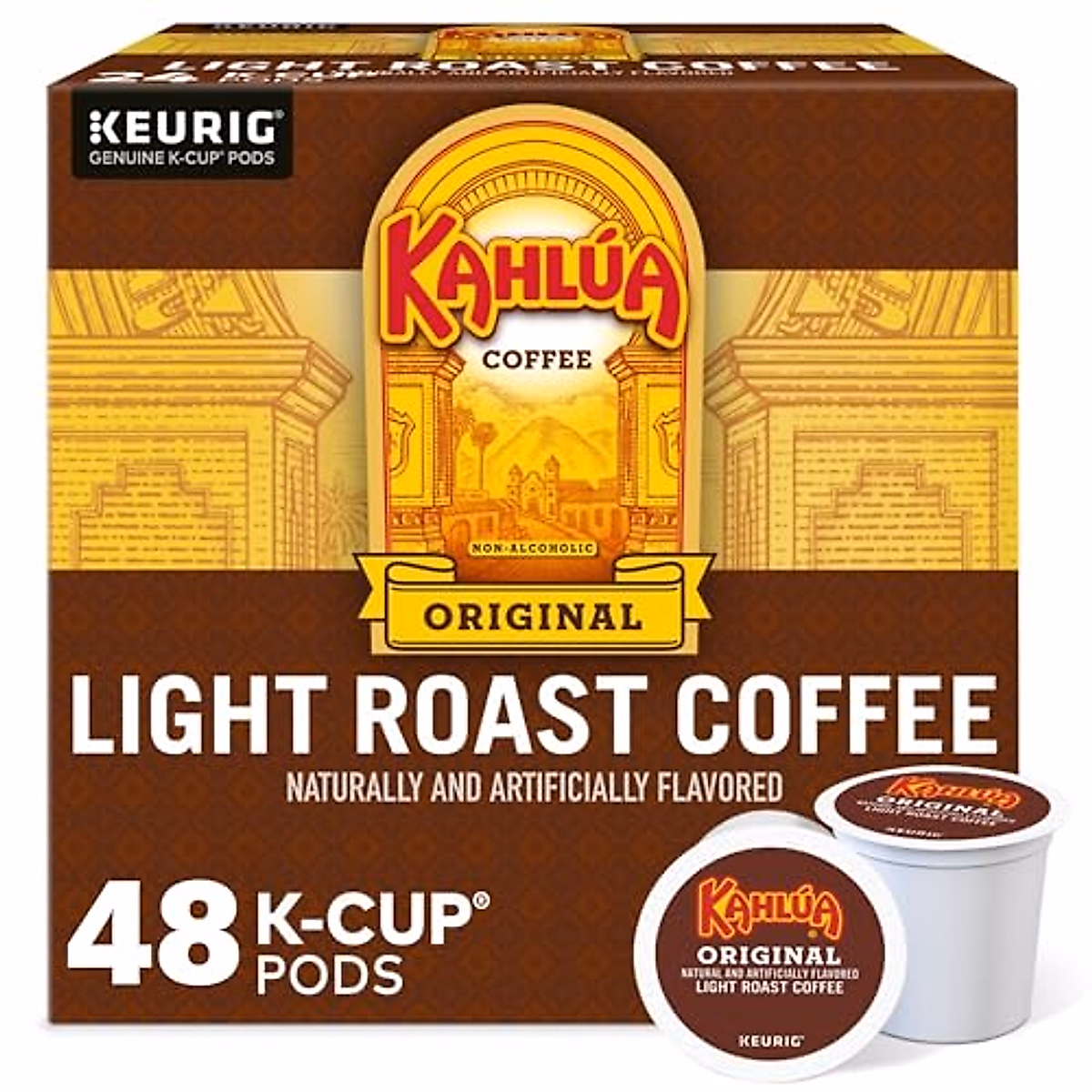 Kahlua Coffee Original, Keurig Single Serve K-Cup Pods, Light Roast Coffee, 48 Count