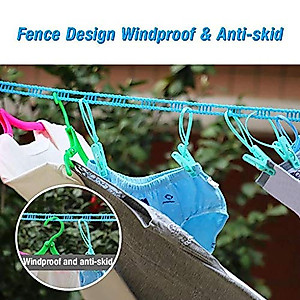 3 Pack Windproof Non-Slip Clothesline,Clothes Drying Rope Portable Adjustable Line Hanger for Camping Travel & Home Use (10M)