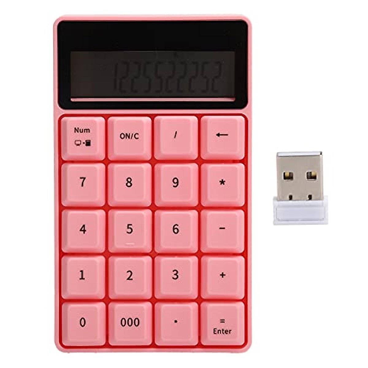 Wireless Number Pad, 2 in 1 Wireless Numeric Keypad 2.4G Digital Display Number Keyboard with Accounting Calculator Financial Accounting Numpad for Home Office Business
